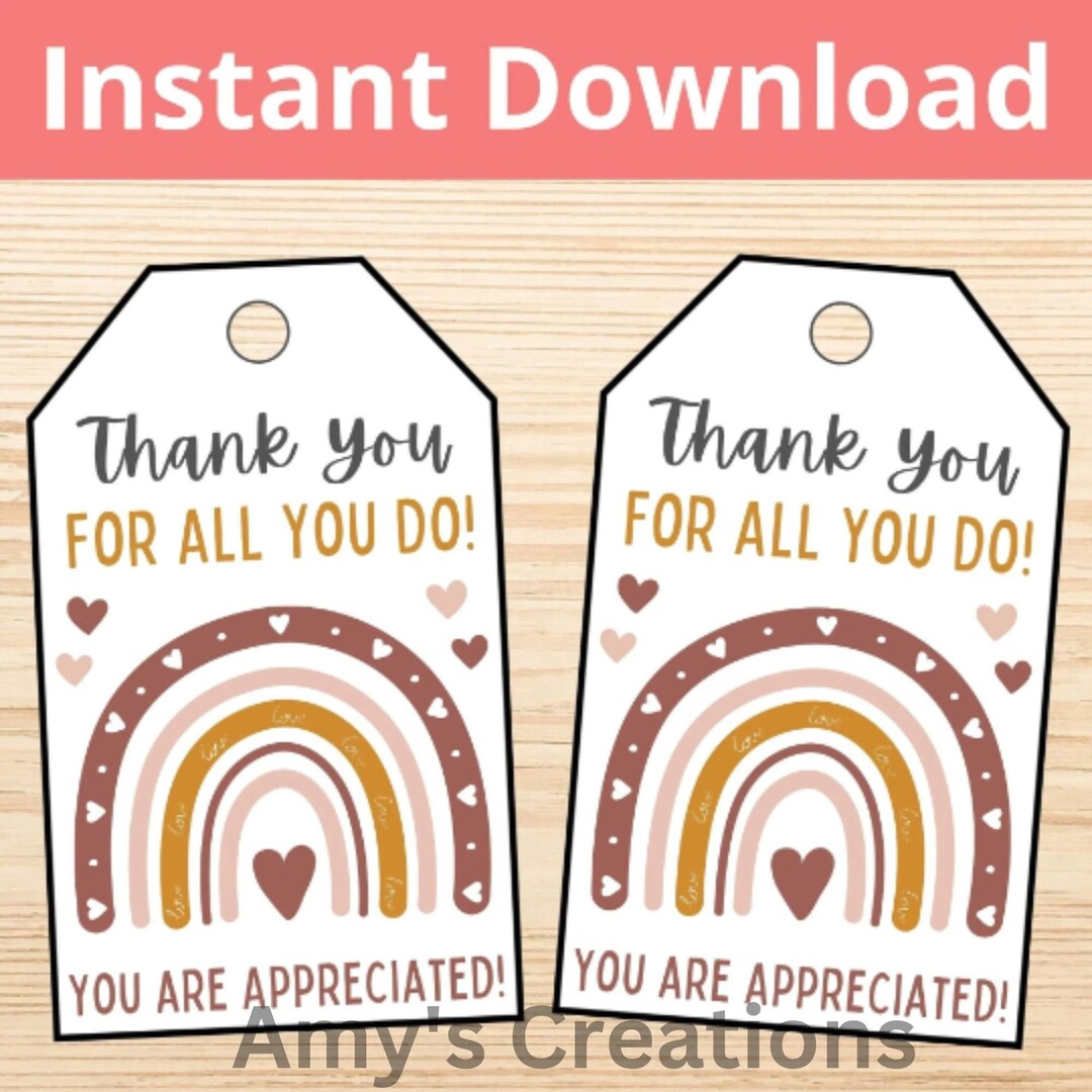 Printable Thank You for All You Do Gift Tags You Are - Etsy