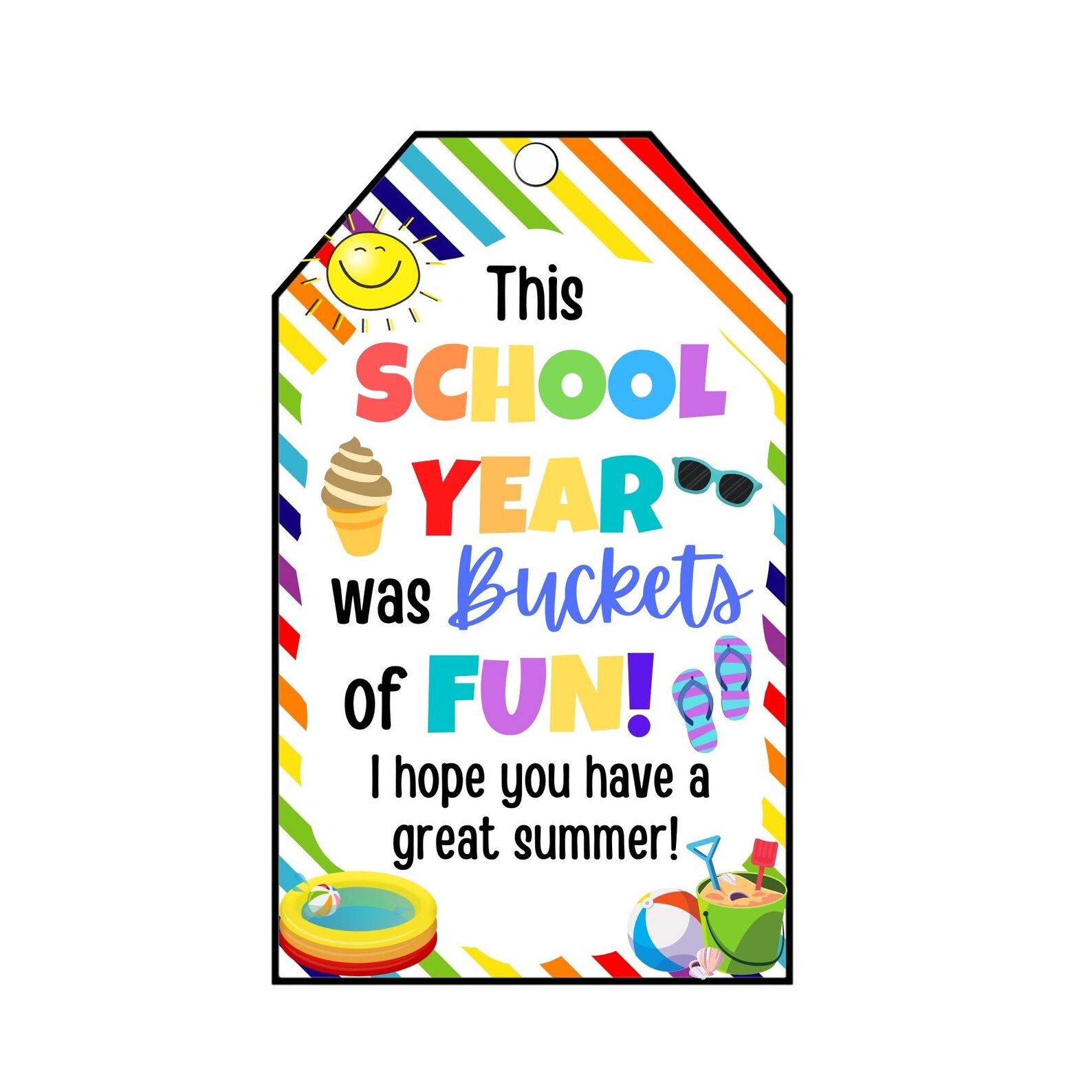 Printable Buckets of Fun Gift Tags Summer Bucket Gift Tag - Etsy