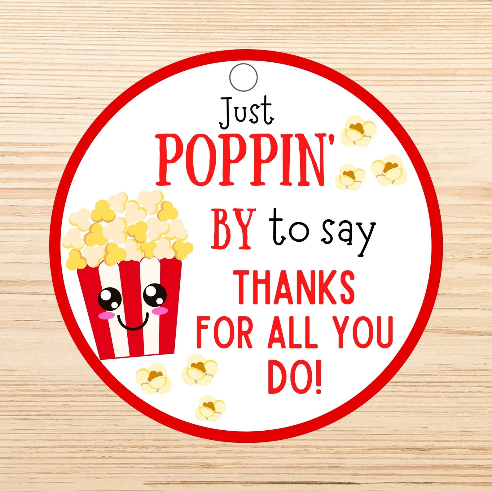 Printable Just Poppin Thank You Gift Tag Staff Appreciation - Etsy