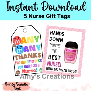 Printable Nurse Gift Tags Bundle Nurse Thank You Gift Tags - Etsy