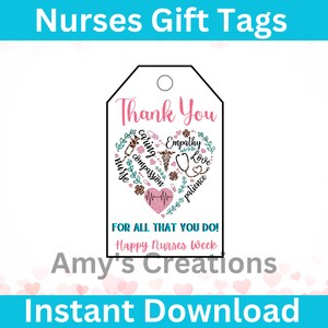 Printable Nurse Week Appreciation Gift Tag Happy Nurses Week Gift Tag ...
