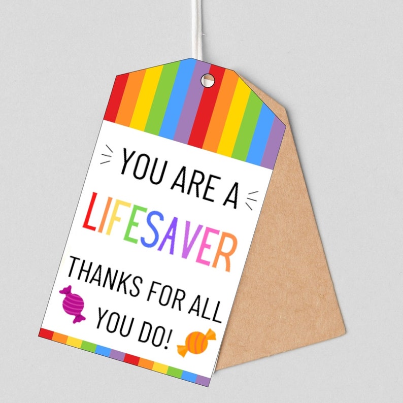 Printable Lifesaver Favor Tags Teacher Appreciation Tags | Etsy