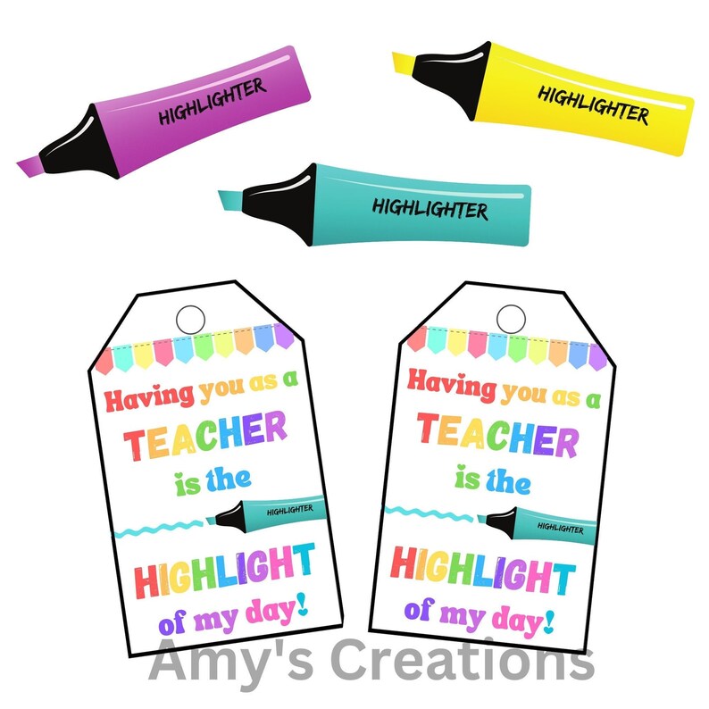 Printable Teacher Appreciation Gift Tags: Highlight of My Day (digital ...