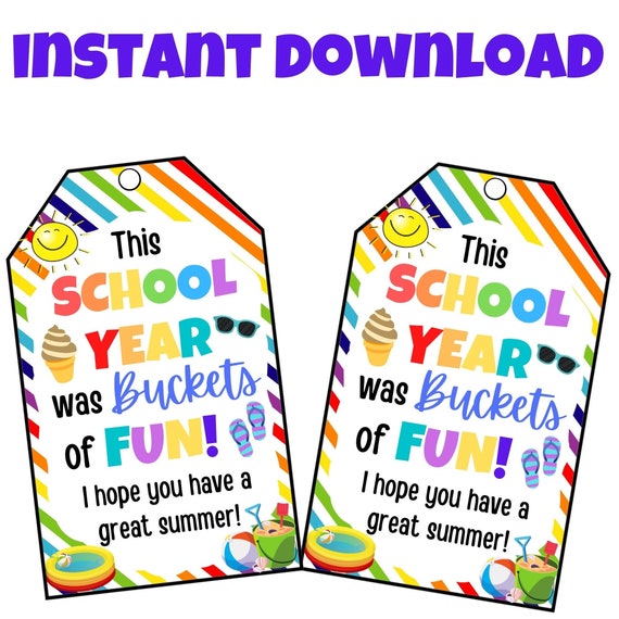 Printable Buckets of Fun Gift Tags Summer Bucket Gift Tag - Etsy