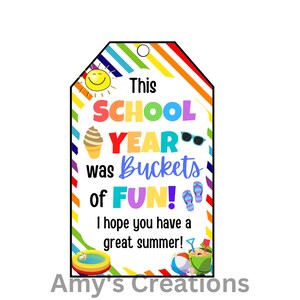 Printable Buckets of Fun' Gift Tags - Summer Bucket Gift Tag - Student ...
