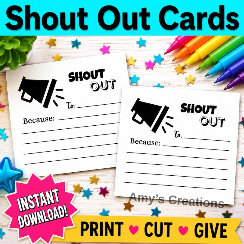 Printable Shout Out Cards - Etsy