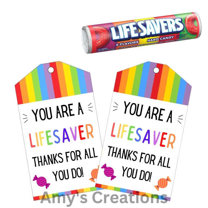 Printable Lifesaver Favor Tags Teacher Appreciation Tags - Etsy