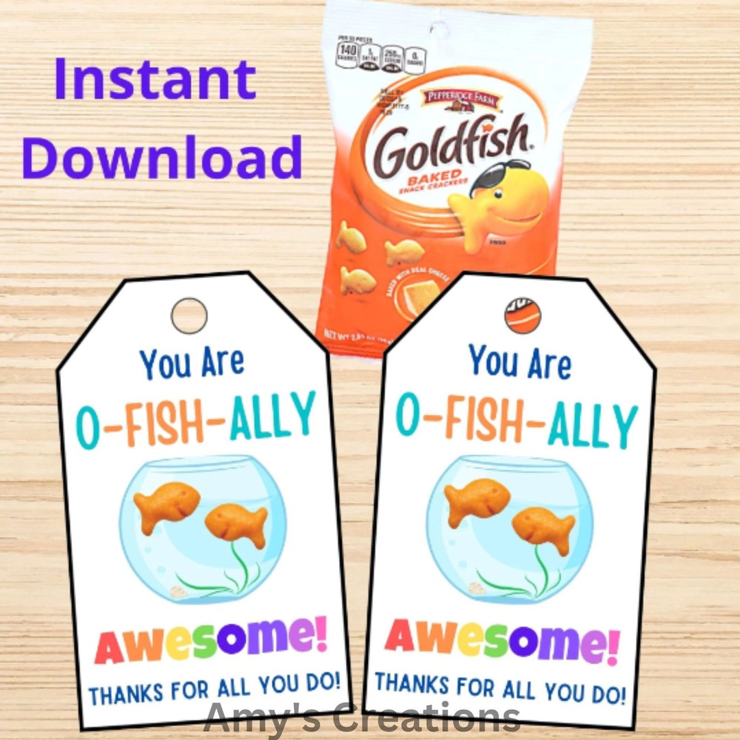 You Are O-fish-ally Awesome Goldfish Gift Tag Playful - Etsy