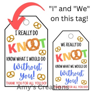 Pretzel Thank You Gift Tags: Teacher, Nurse, Staff Appreciation (PDF ...