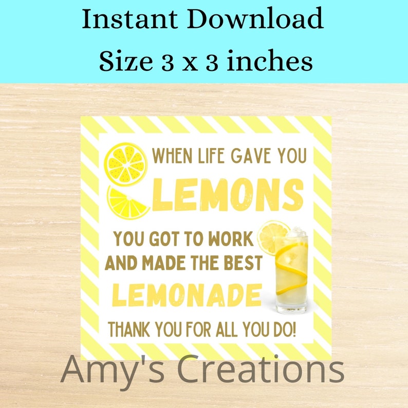 Printable Lemonade Gift Tag When Life Give You Lemons Tag - Etsy