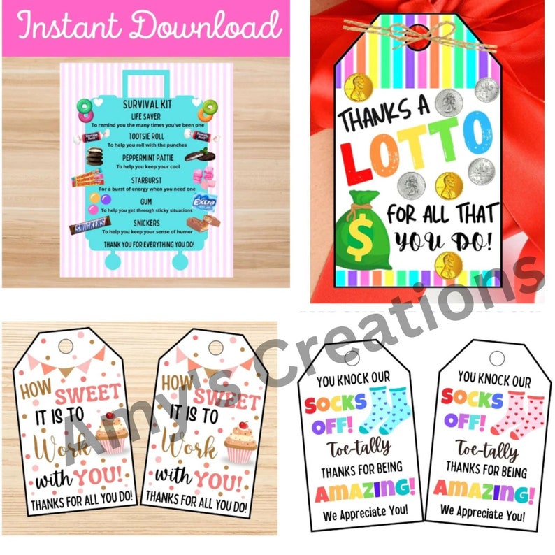 Printable Candy Treat Thank You Tags Bundle Gift Tags for - Etsy