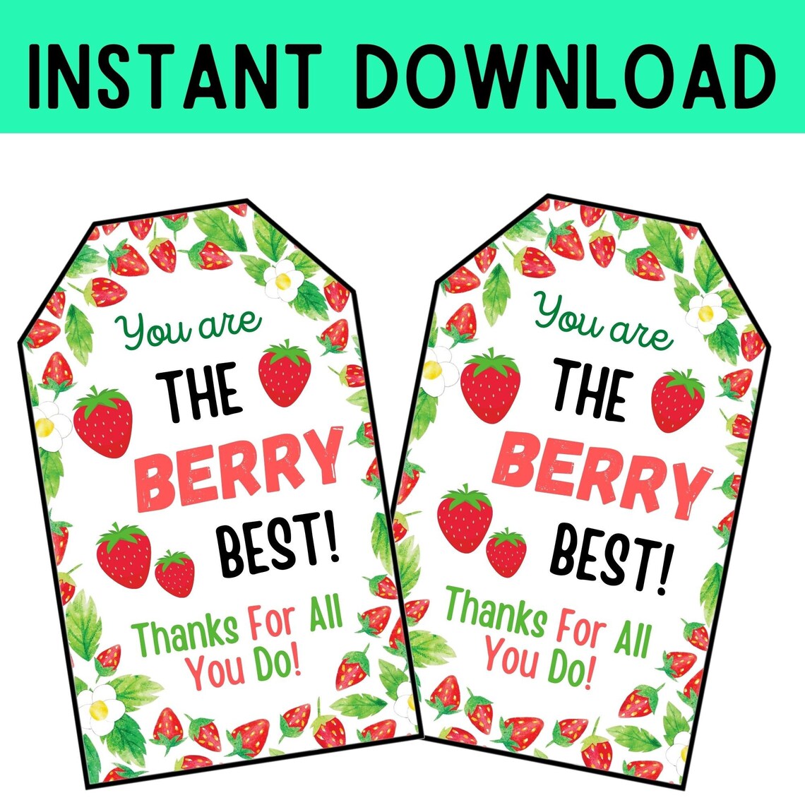 Printable Strawberry Gift Tag Staff Teacher Co-worker Boss | Etsy