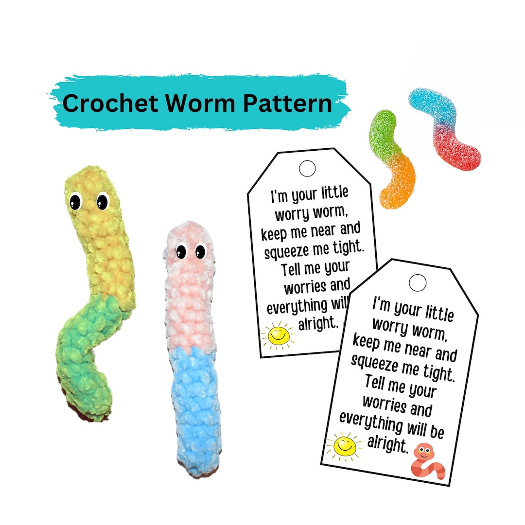 Printable Wiggle Worm Poem Tag - Crochet Worry Worm Pattern - Instant ...