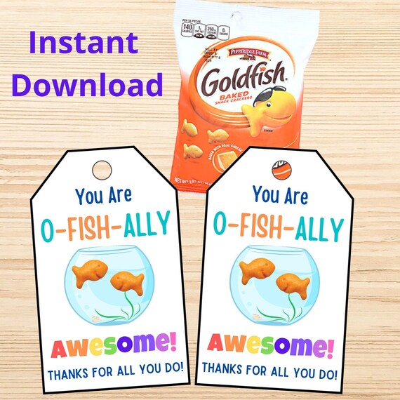 You Are O-fish-ally Awesome Goldfish Gift Tag Teacher - Etsy