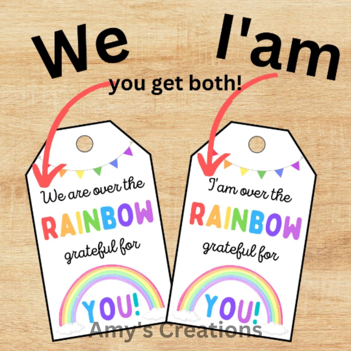 Printable We Are Over the Rainbow Grateful for You Thank You - Etsy