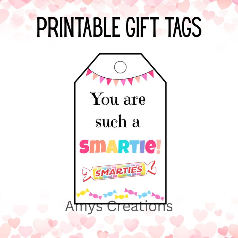Smartie Gift Tags: Sweet Appreciation, Printable PDF (instant Download ...