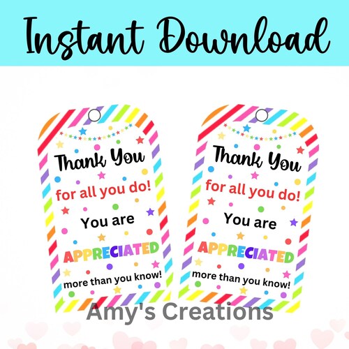 Thank You for All You Do Gift Tag Staff Appreciation Friend - Etsy