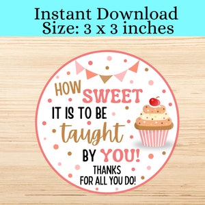 Teacher Gift Tags – 'how Sweet It is to Be Taught by You' (PDF Download ...