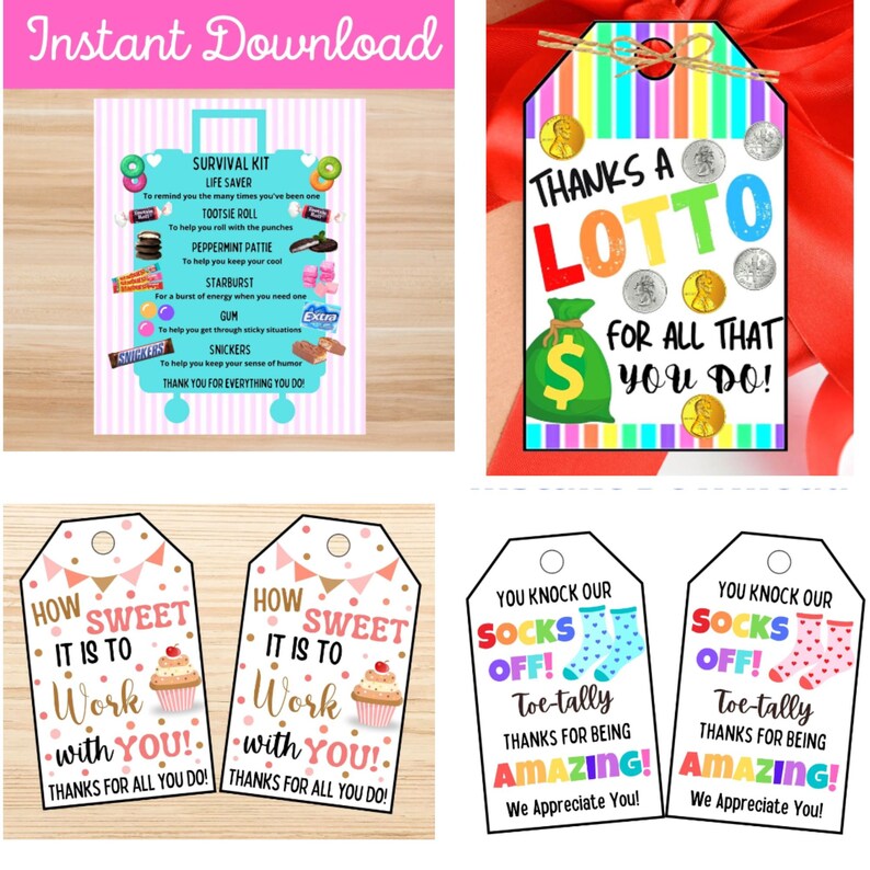 Printable Candy Treat Thank You Tags Bundle Gift Tags for - Etsy