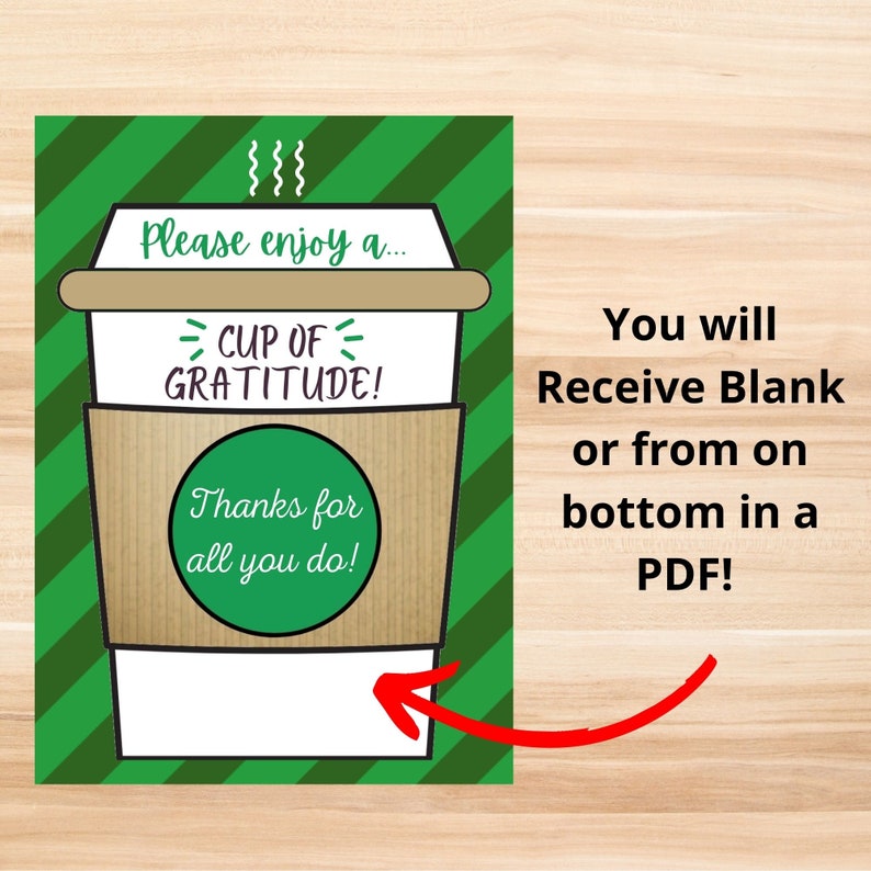 PRINTABLE Thank You Coffee Gift Card Holder Thank You Gift - Etsy