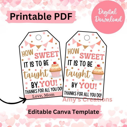 Printable Teacher Appreciation Gift Tag Instant Download - Etsy