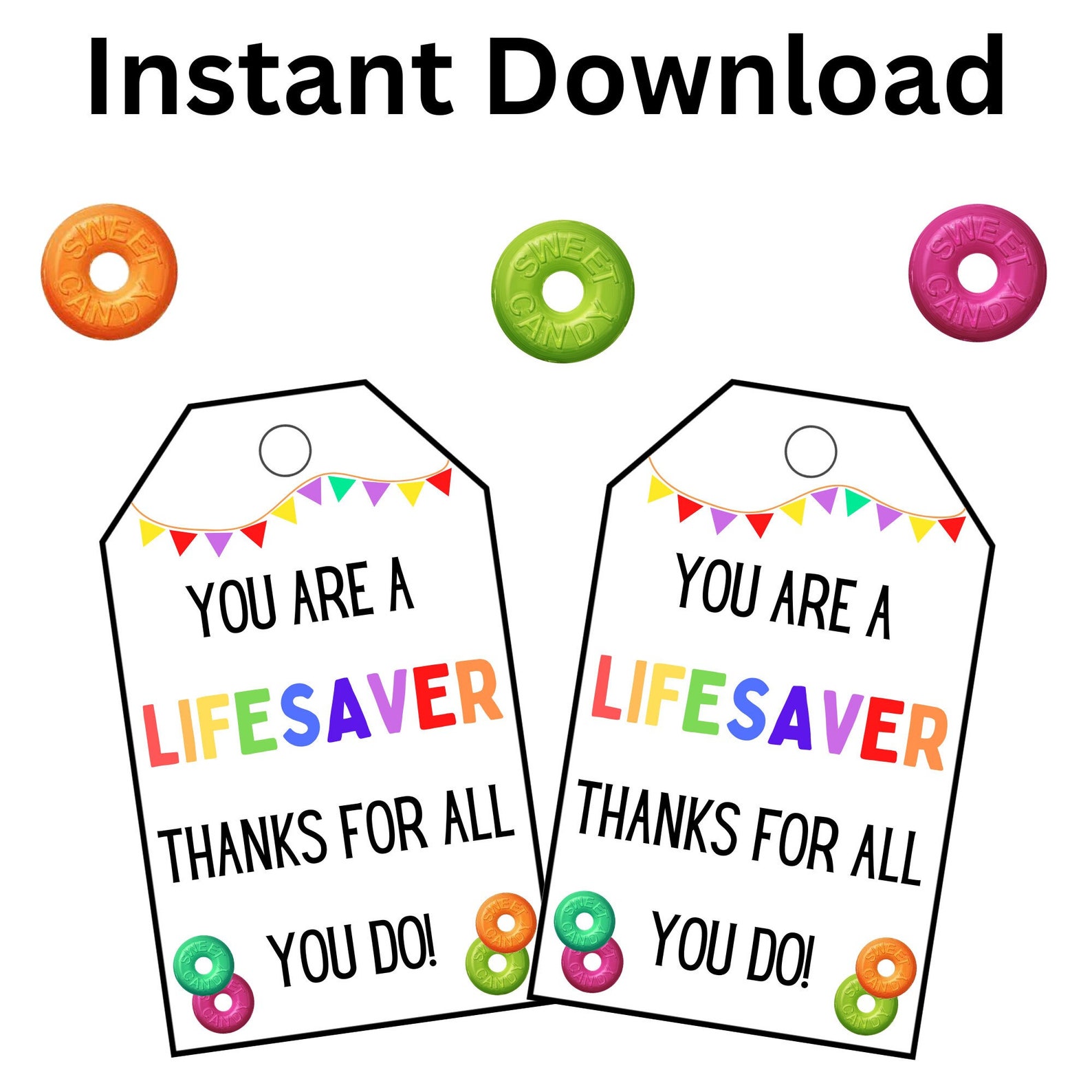 Printable Lifesaver Thank You Tags: Teacher, Nurse, Employee Gifts ...