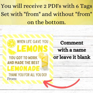 Printable Lemonade Gift Tag When Life Give You Lemons Tag | Etsy