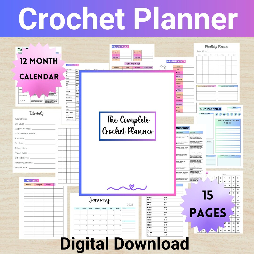 Printable Crochet Project Planner | Crochet Journal and Organizer for ...