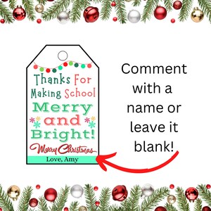 Printable 'thanks for Making School Merry and Bright' Christmas Gift ...