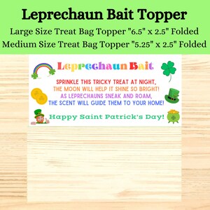 Printable Leprechauns Bait Topper, Treat Bag Toppers, St Patricks Day ...