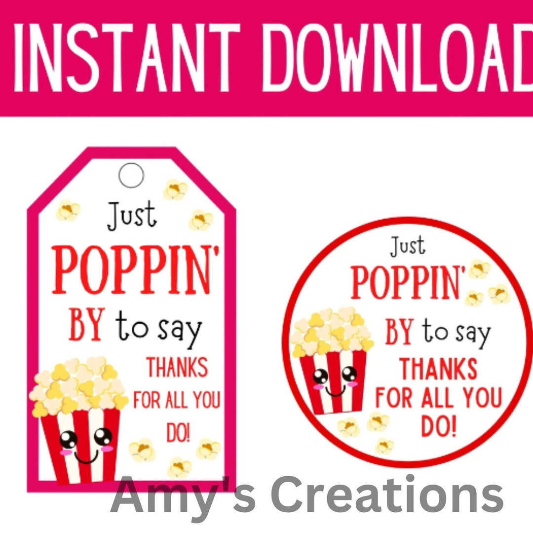 Printable Just Poppin Thank You Gift Tag Staff Appreciation - Etsy