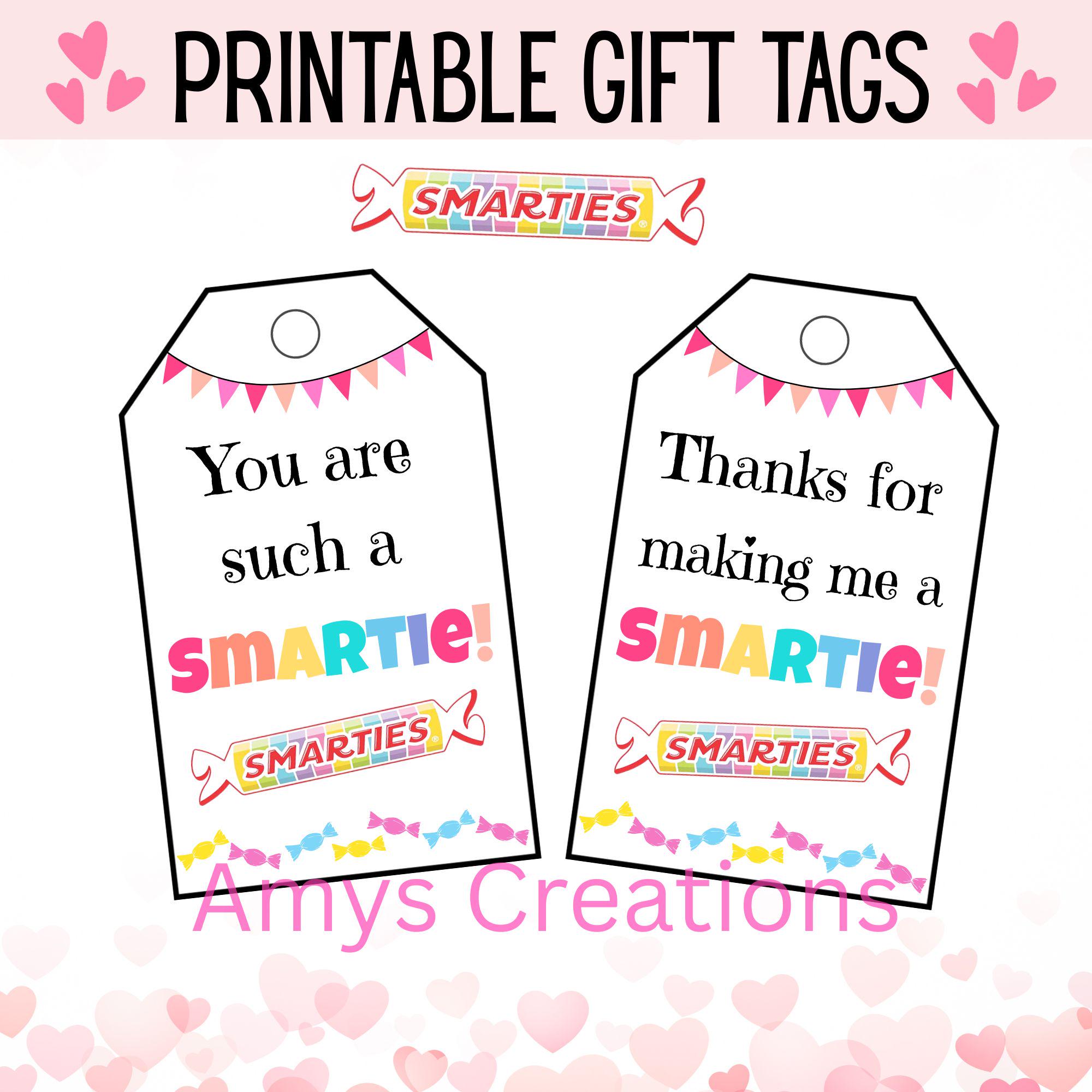 Smartie Gift Tags: Sweet Appreciation, Printable PDF (instant Download ...