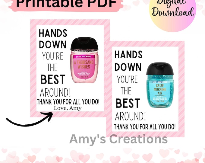 Hands Down Gift Tags, Best Teacher, Teacher Appreciation Gift, Soap Tag ...