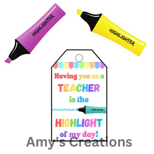 Printable Teacher Appreciation Gift Tags - Highlight of My Day ...