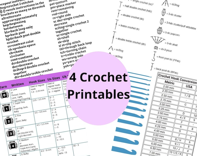 Crochet Stitches Chart Digital Download - Etsy