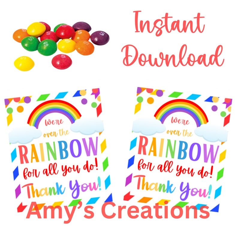 Rainbow Skittles Thank You Tags: Employee & Teacher Appreciation (PDF ...