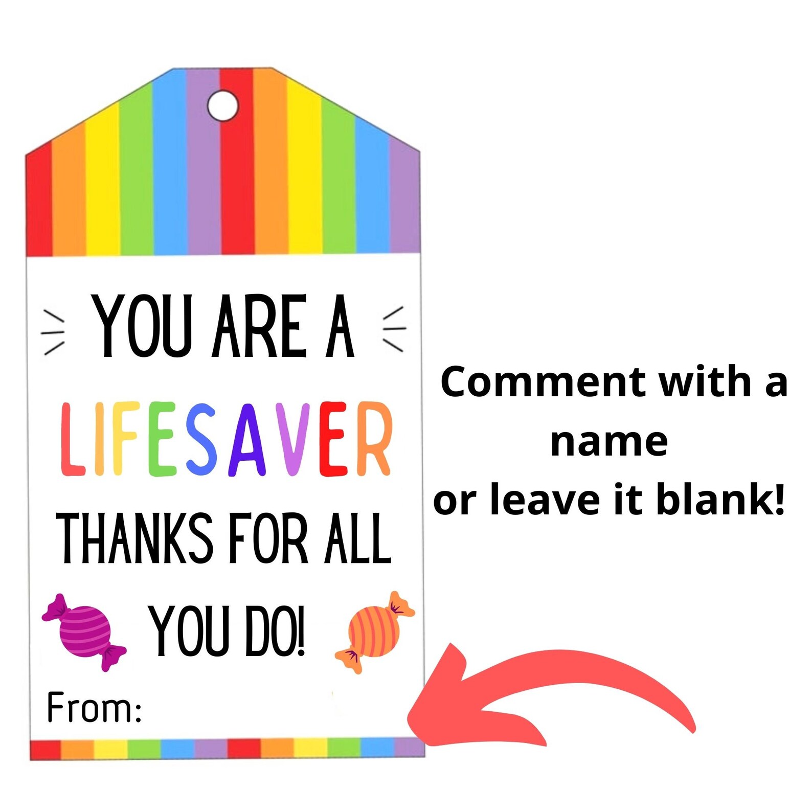 Printable Lifesaver Favor Tags Teacher Appreciation Tags | Etsy