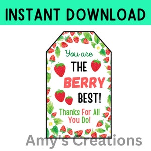 Printable Strawberry Gift Tag - Staff, Teacher, Co-worker, Boss ...