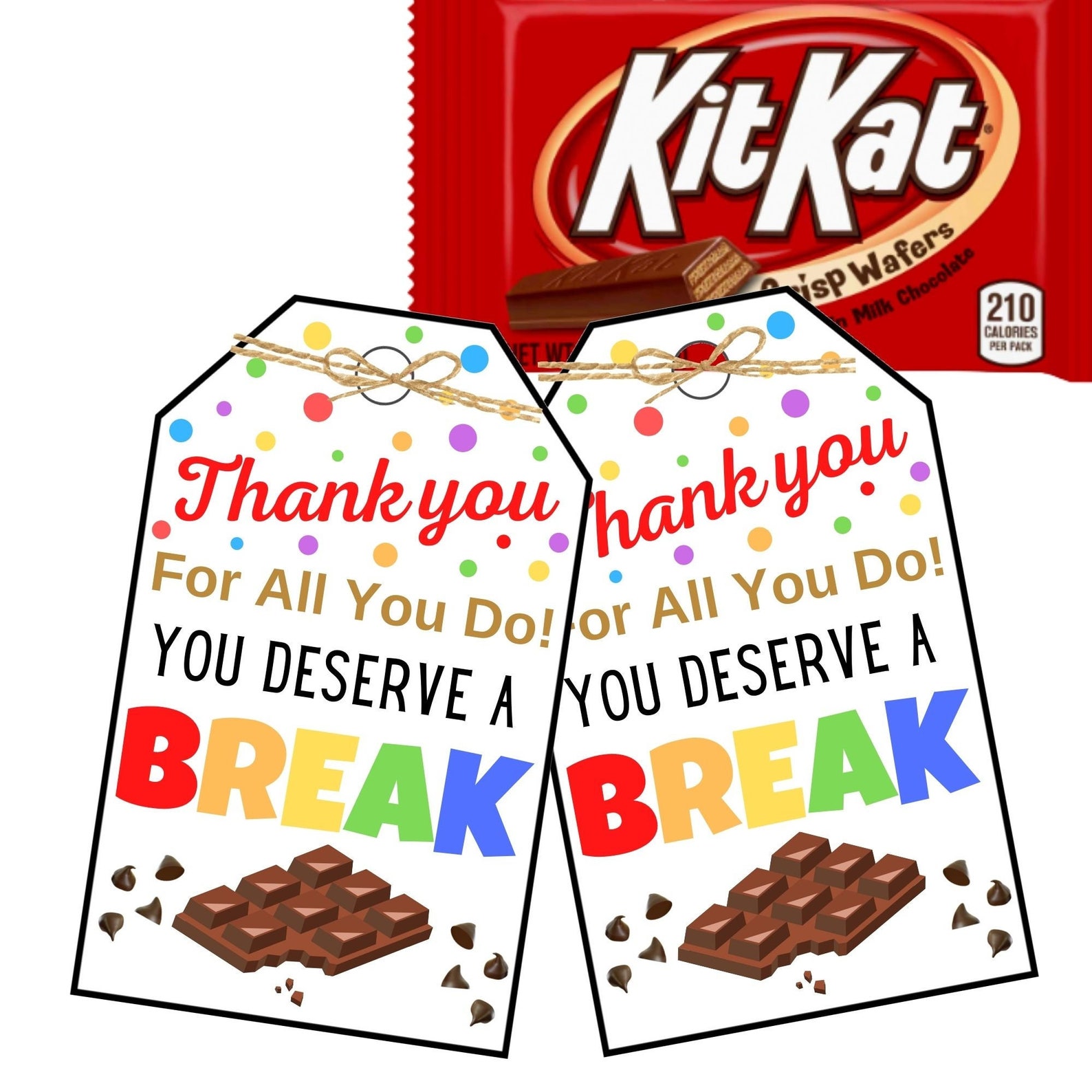 Printable Thank You for All You Do You Deserve a Break Tags - Etsy
