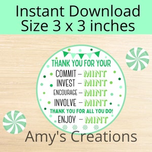 Minty Fresh Gratitude: Printable 'thank You for Your Commit-mint' Gift ...
