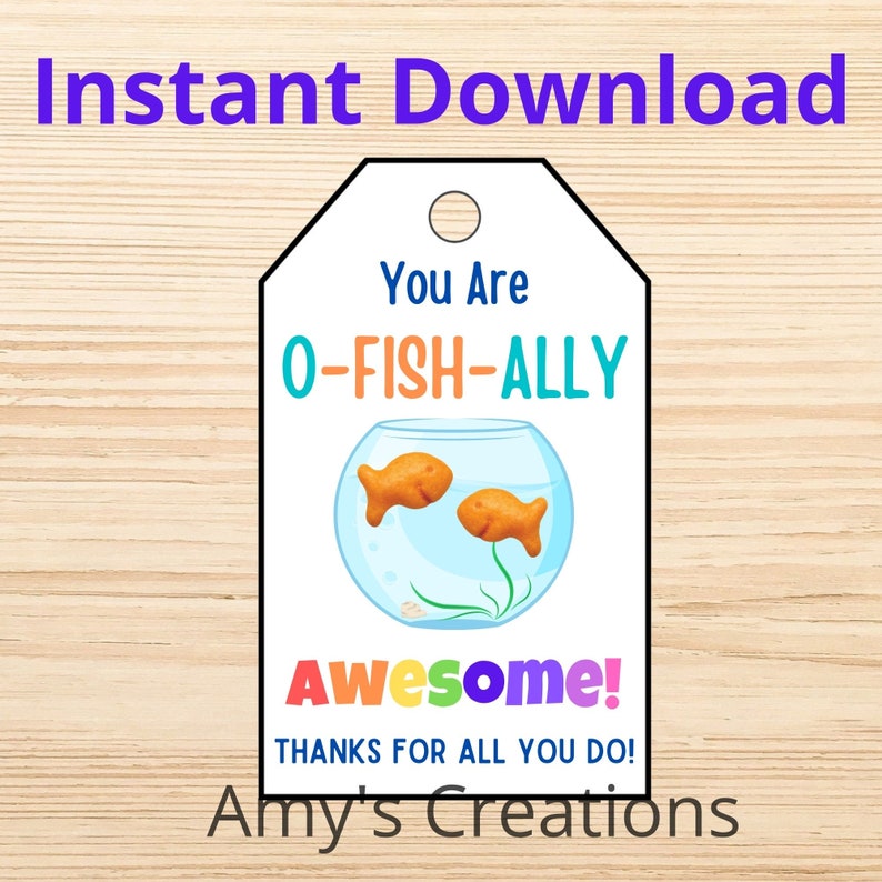 You Are O-fish-ally Awesome Goldfish Gift Tag Teacher - Etsy