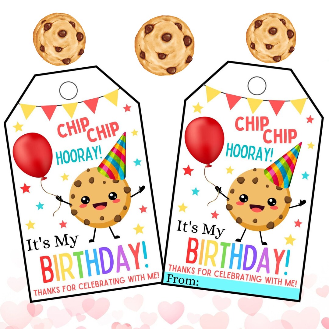 Personalized Cookie Birthday Gift Tags Instant Download PDF - Etsy