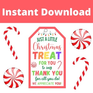 Printable Christmas Treat Gift Tags – Festive Holiday Labels (instant ...