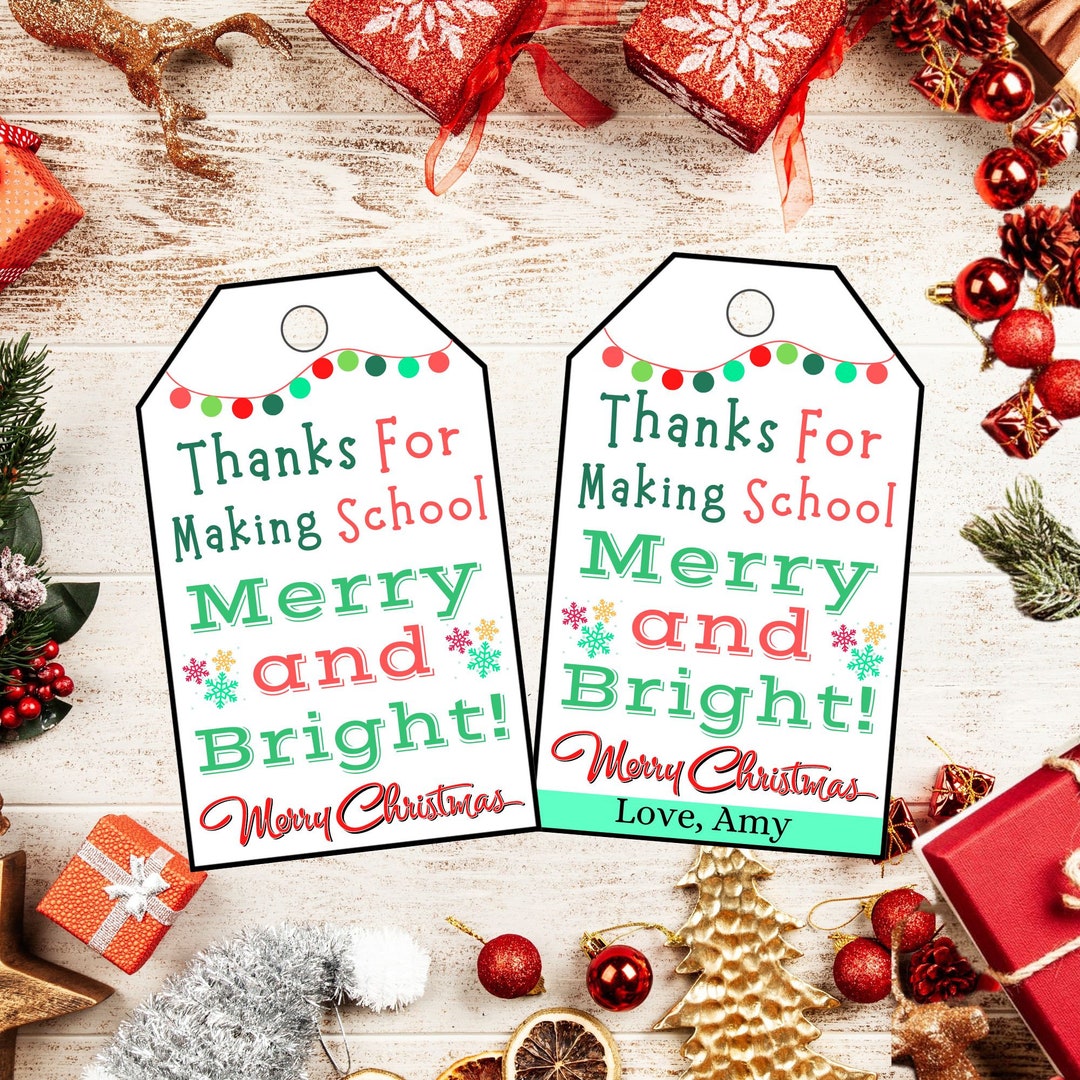 Printable 'thanks for Making School Merry and Bright' Christmas Gift ...