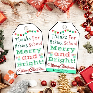 Printable 'thanks for Making School Merry and Bright' Christmas Gift ...
