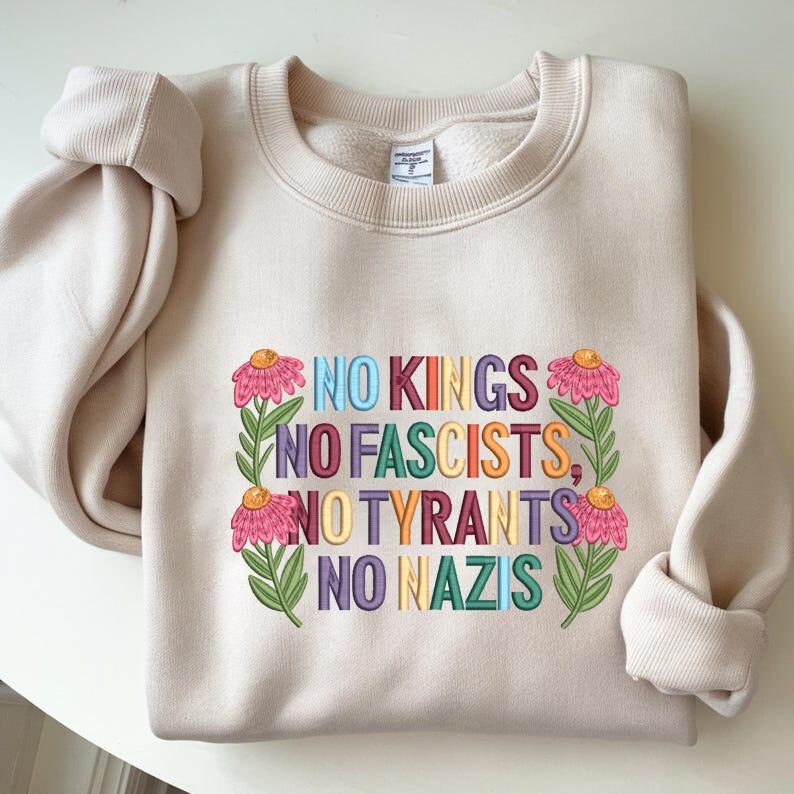 No Kings No Fascists Embroidery Design, Anti Tyrant Quote Embroidery ...