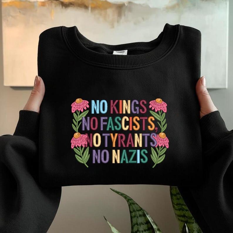 No Kings No Fascists Embroidery Design, Anti Tyrant Quote Embroidery ...