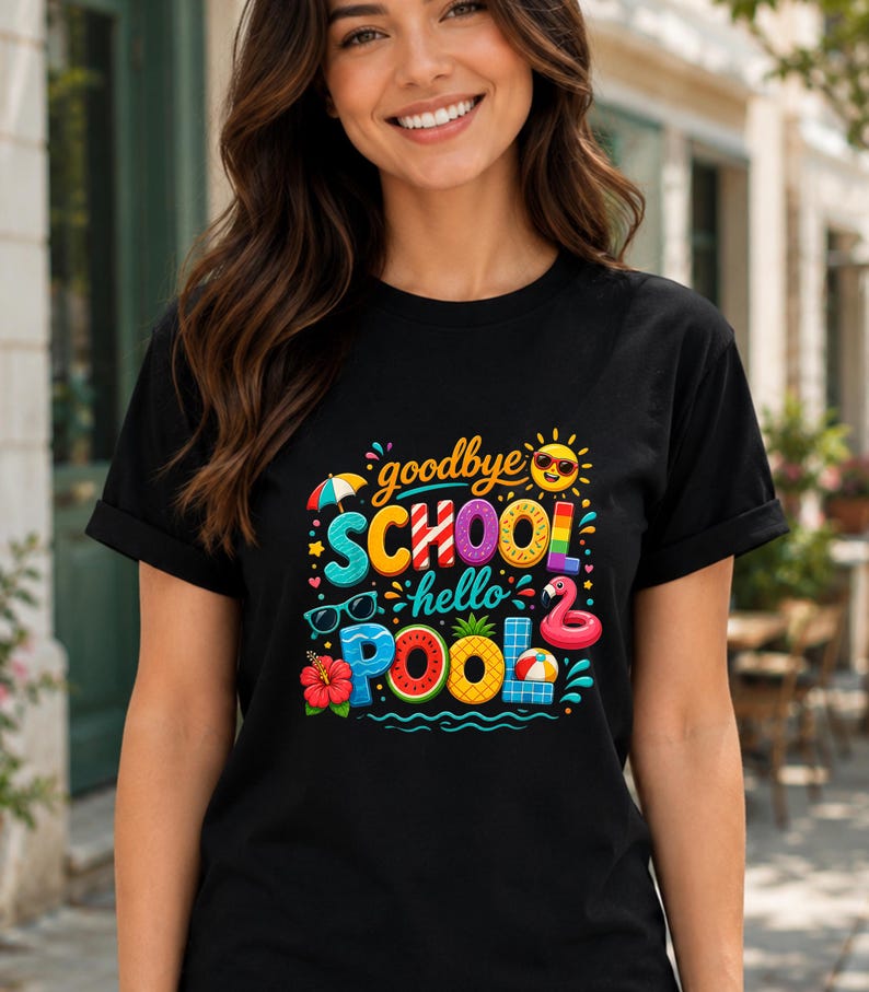 Goodbye School Hello Pool Shirt, Last Day of School Tee, Funny Summer ...