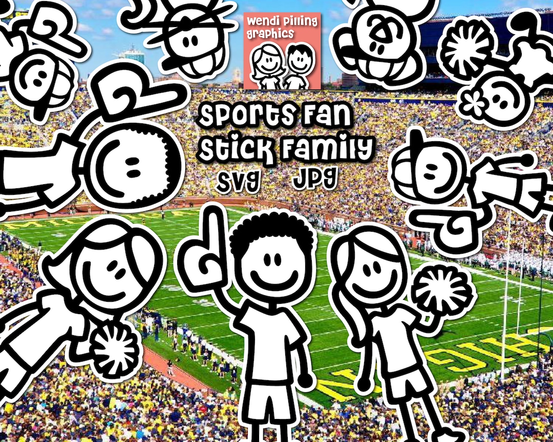 Sports Fan Stick Family SVG Cutting File, Instant Download - Etsy