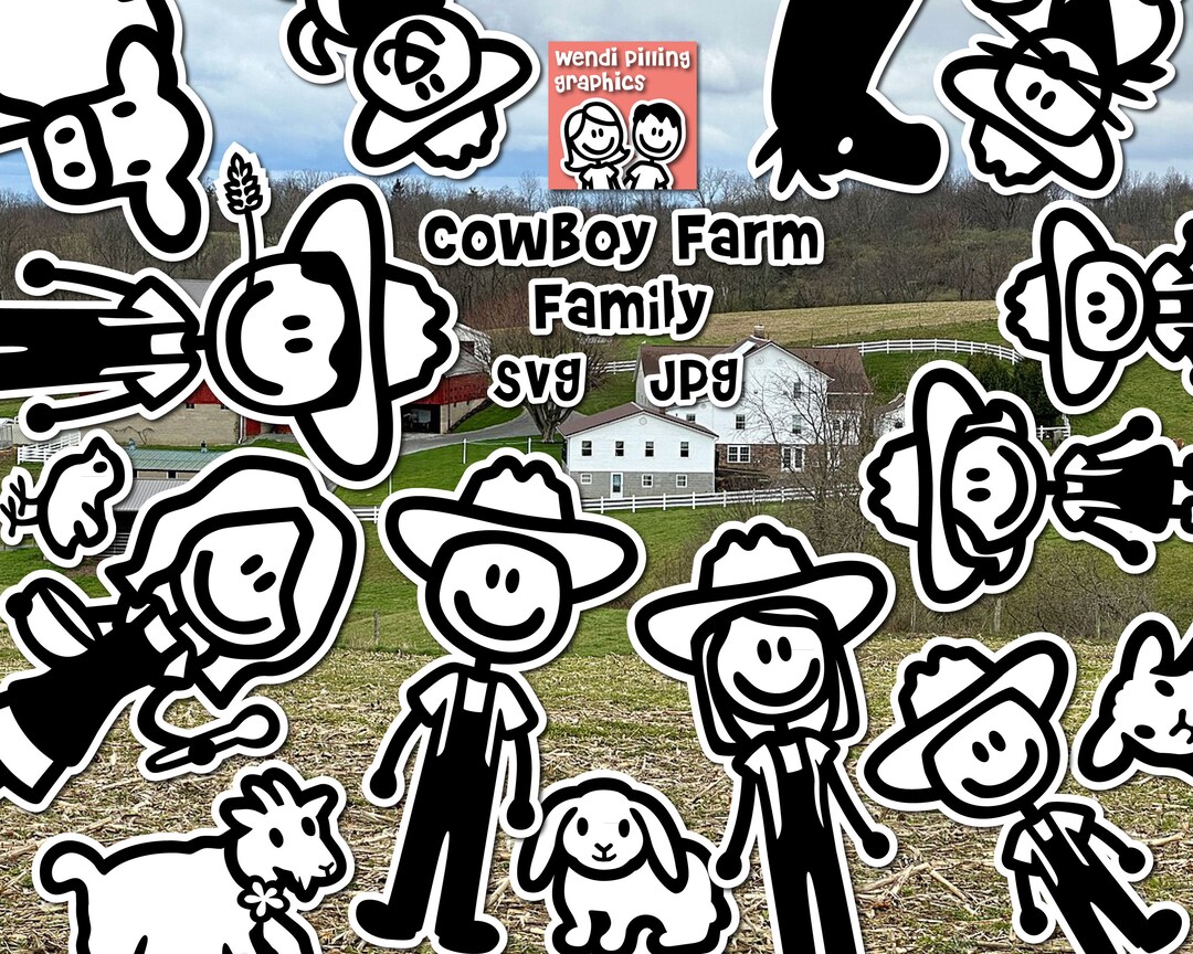 Cowboy Farm Stick Family Digital File for Cricut SVG Instant Download ...